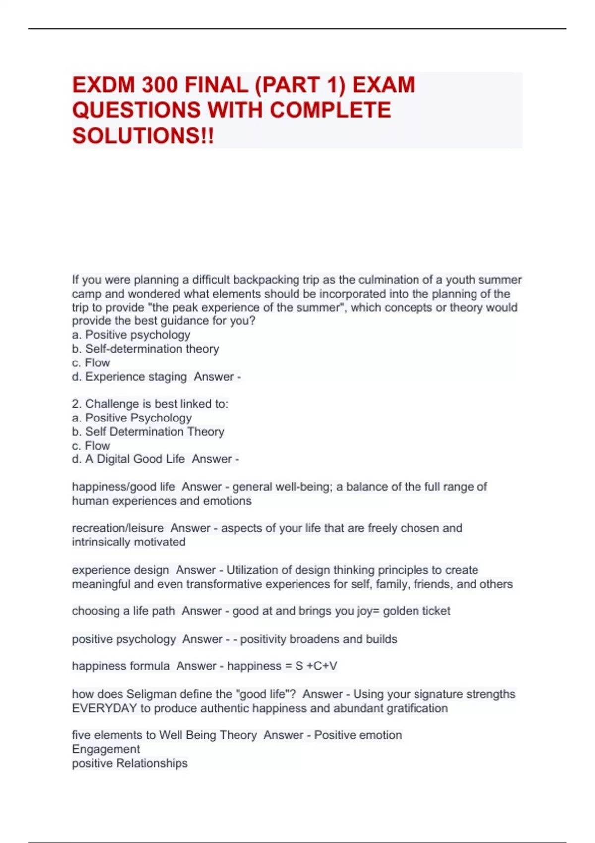 EXDM 300 FINAL (PART 1) EXAM QUESTIONS WITH COMPLETE SOLUTIONS!! - EXDM ...