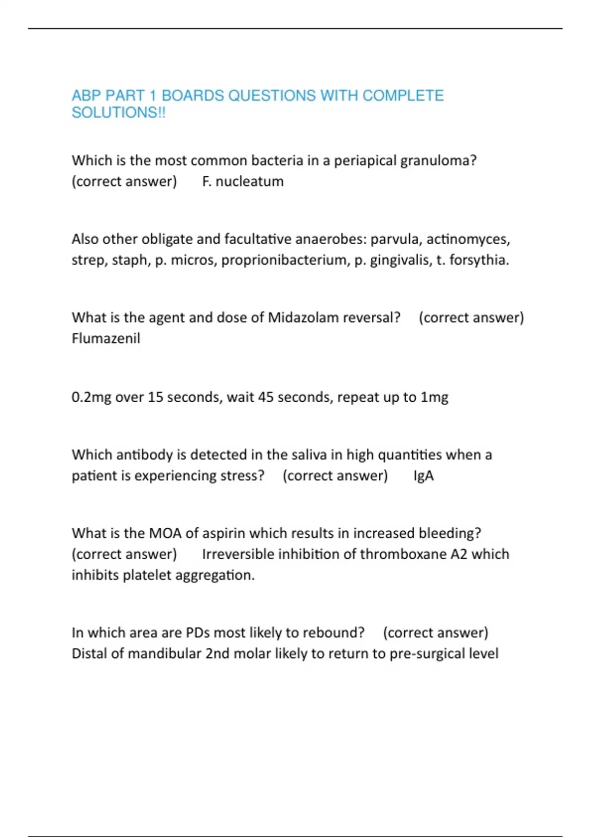 ABP PART 1 BOARDS QUESTIONS WITH COMPLETE SOLUTIONS!! - ABP PART 1 BOARDS - Stuvia US