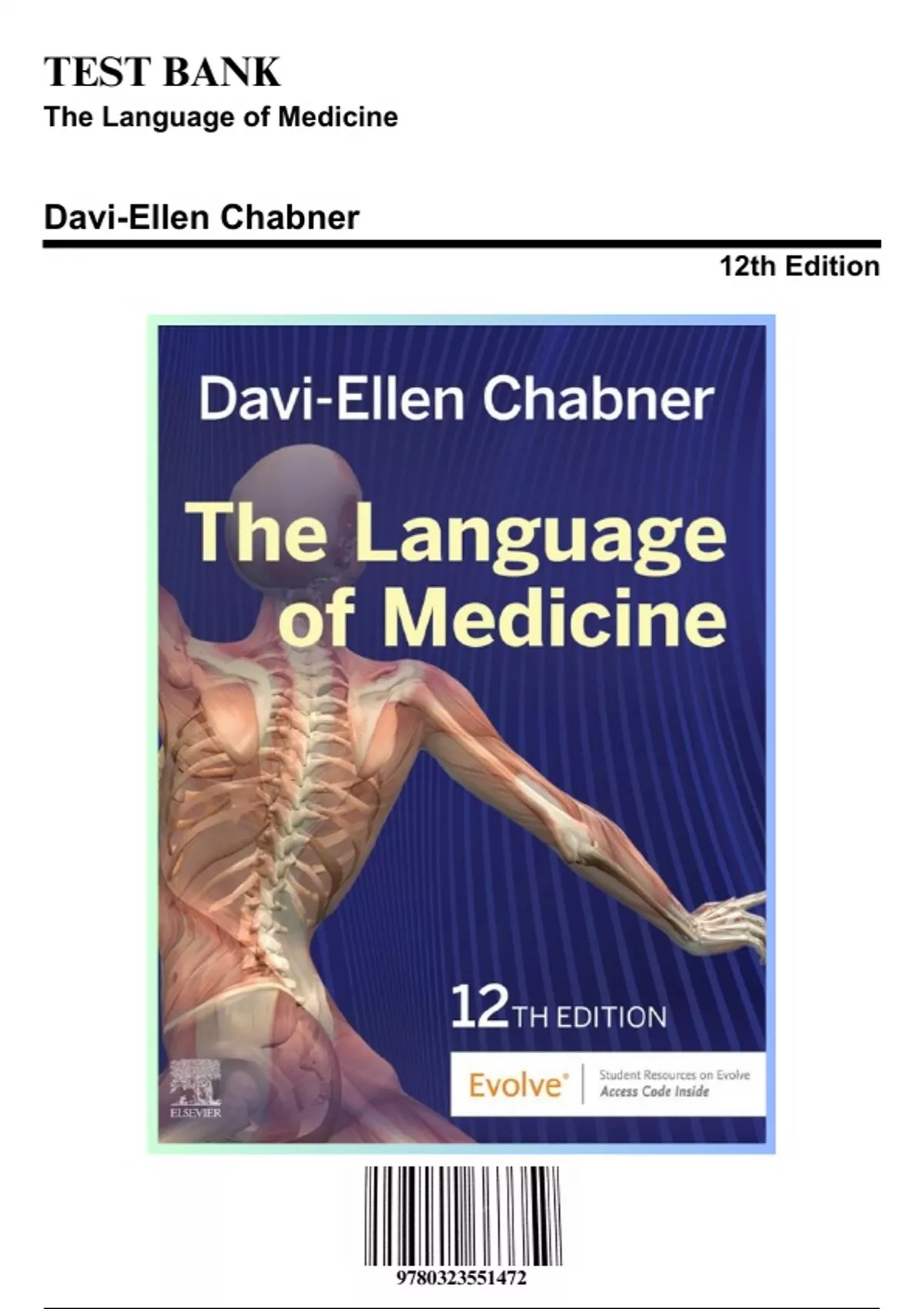 Test Bank for The Language of Medicine, 12th Edition by Chabner ...