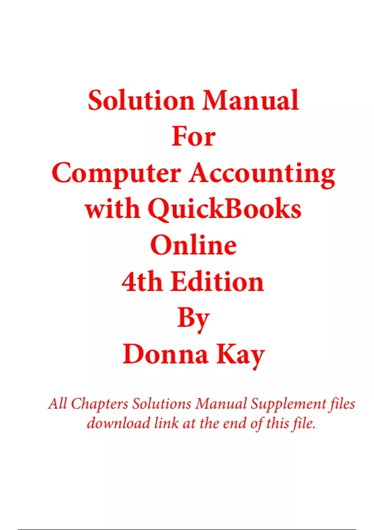 Solutions Manual for Computer Accounting with QuickBooks Online 4th ...