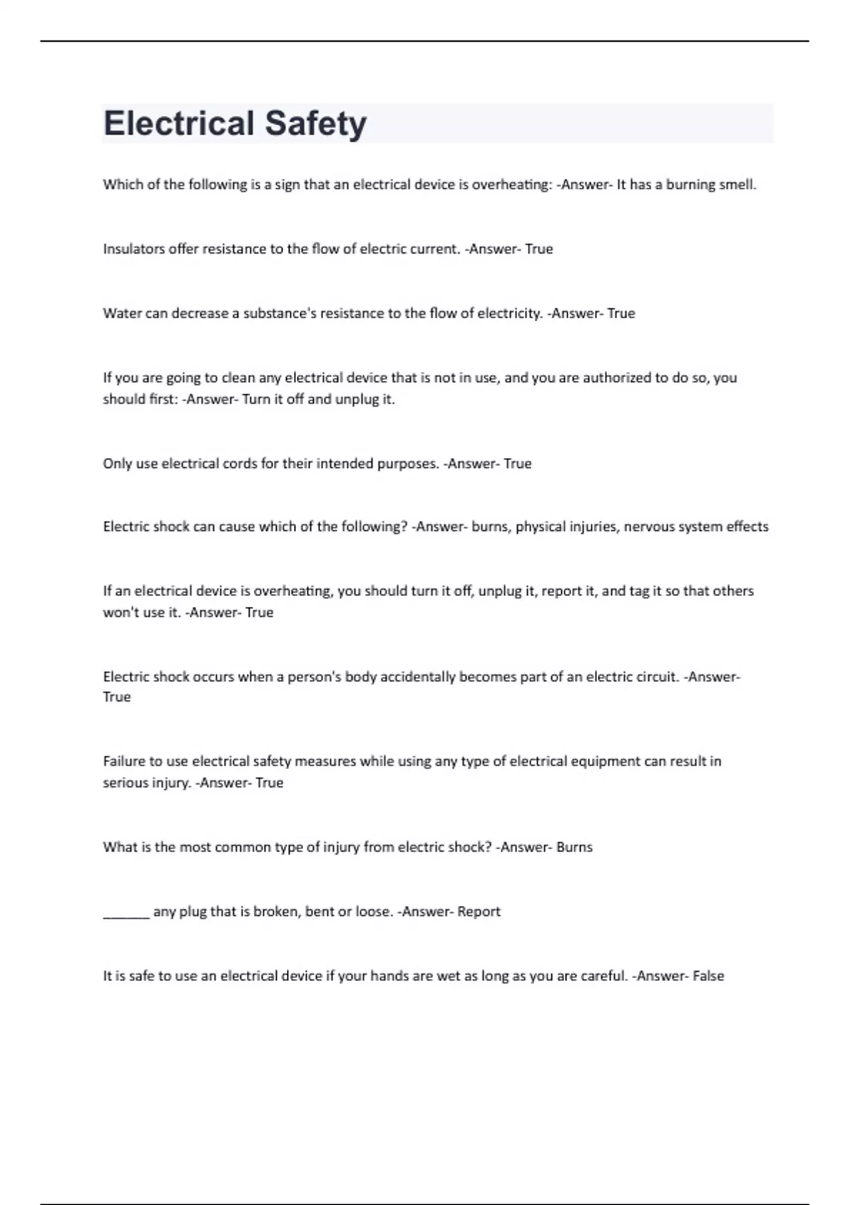 Electrical Safety Questions with well explained answers - Electrical ...