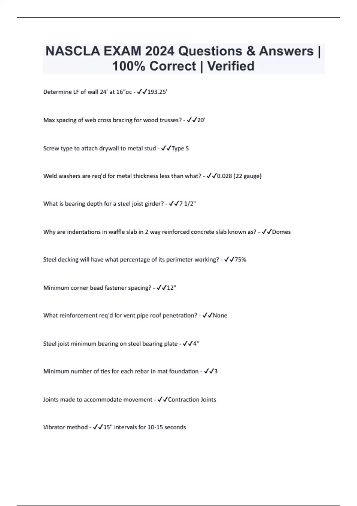 NASCLA EXAM 2024 Questions & Answers | 100% Correct | Verified - NASCLA ...
