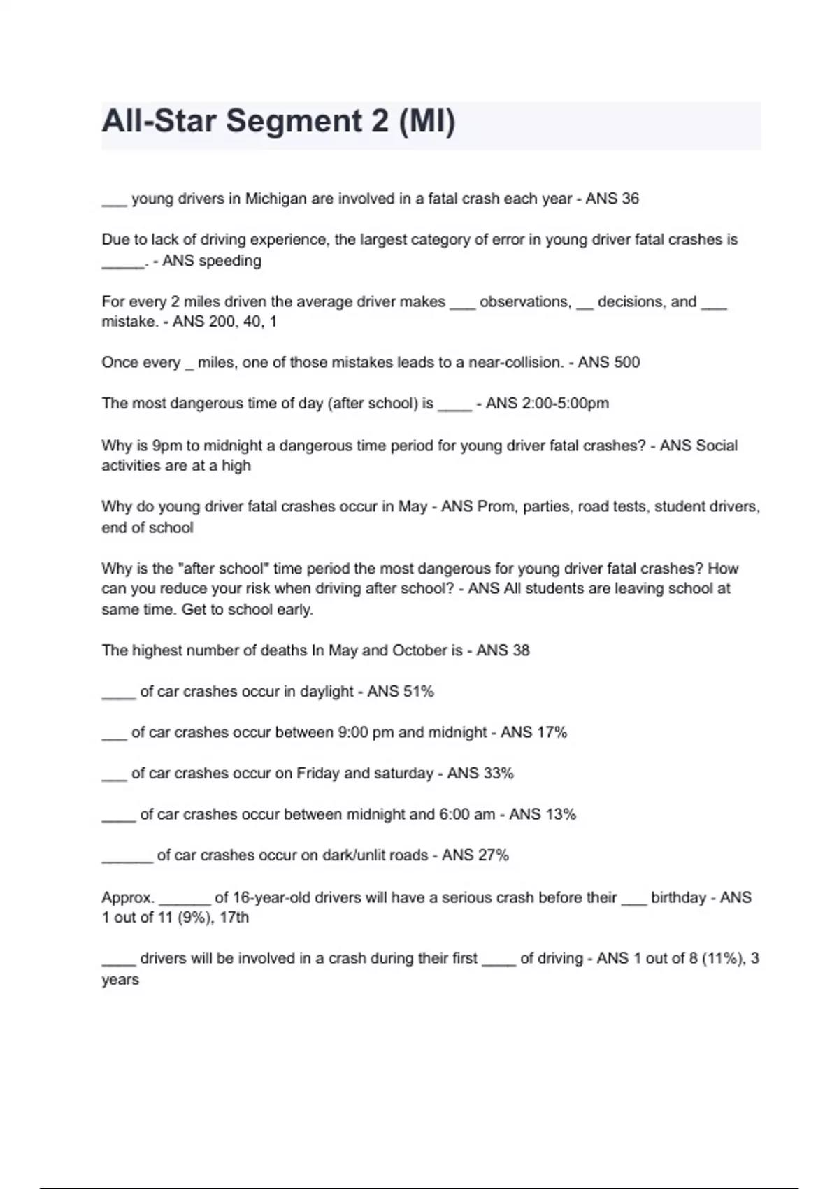 All-Star Segment 2 (MI) Exam 2024/2025 Questions With Completed Pass ...