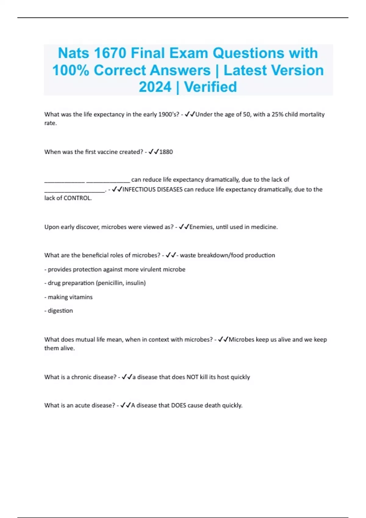 Nats 1670 Final Exam Questions with 100% Correct Answers | Latest ...