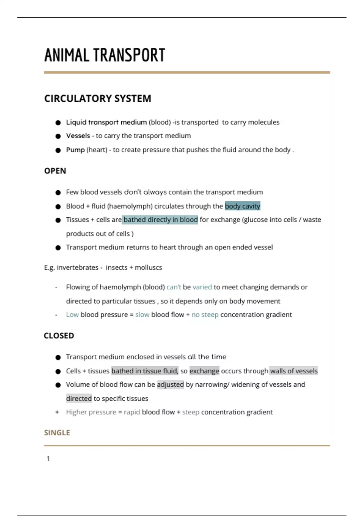 a level biology animal transport summary - AS Unit F211 - Cells ...