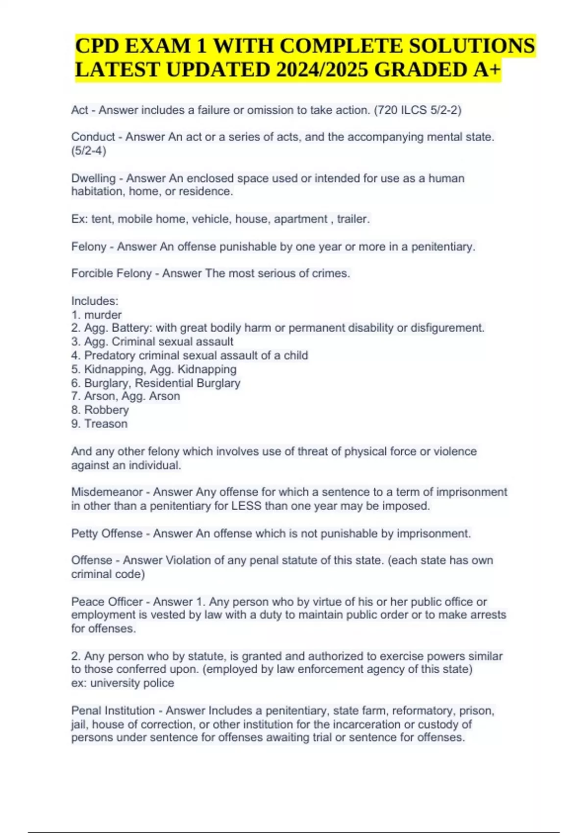 CPD EXAM 1 WITH COMPLETE SOLUTIONS LATEST UPDATED 2024 & CPD EXAM 3 ...