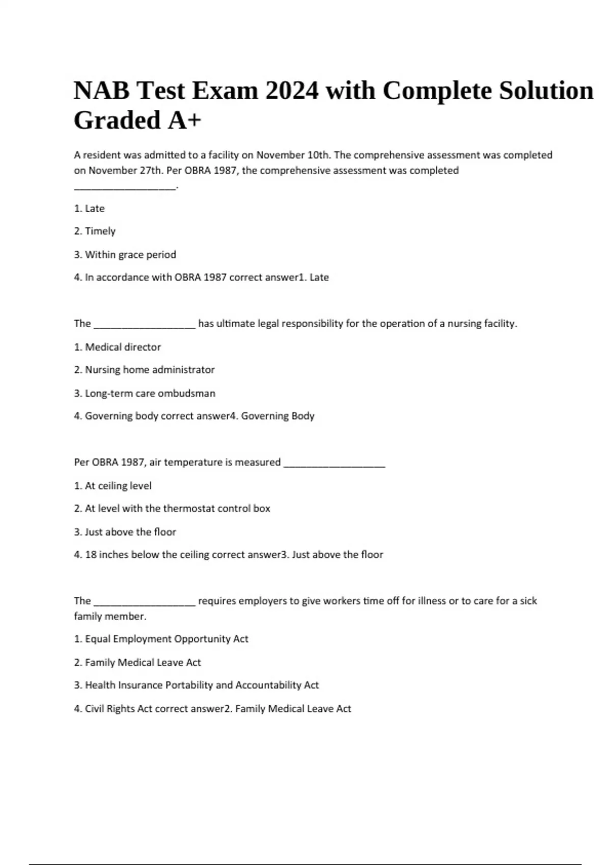 NAB Test Exam 2024 with Complete Solution Graded A+. - NAB - Stuvia US