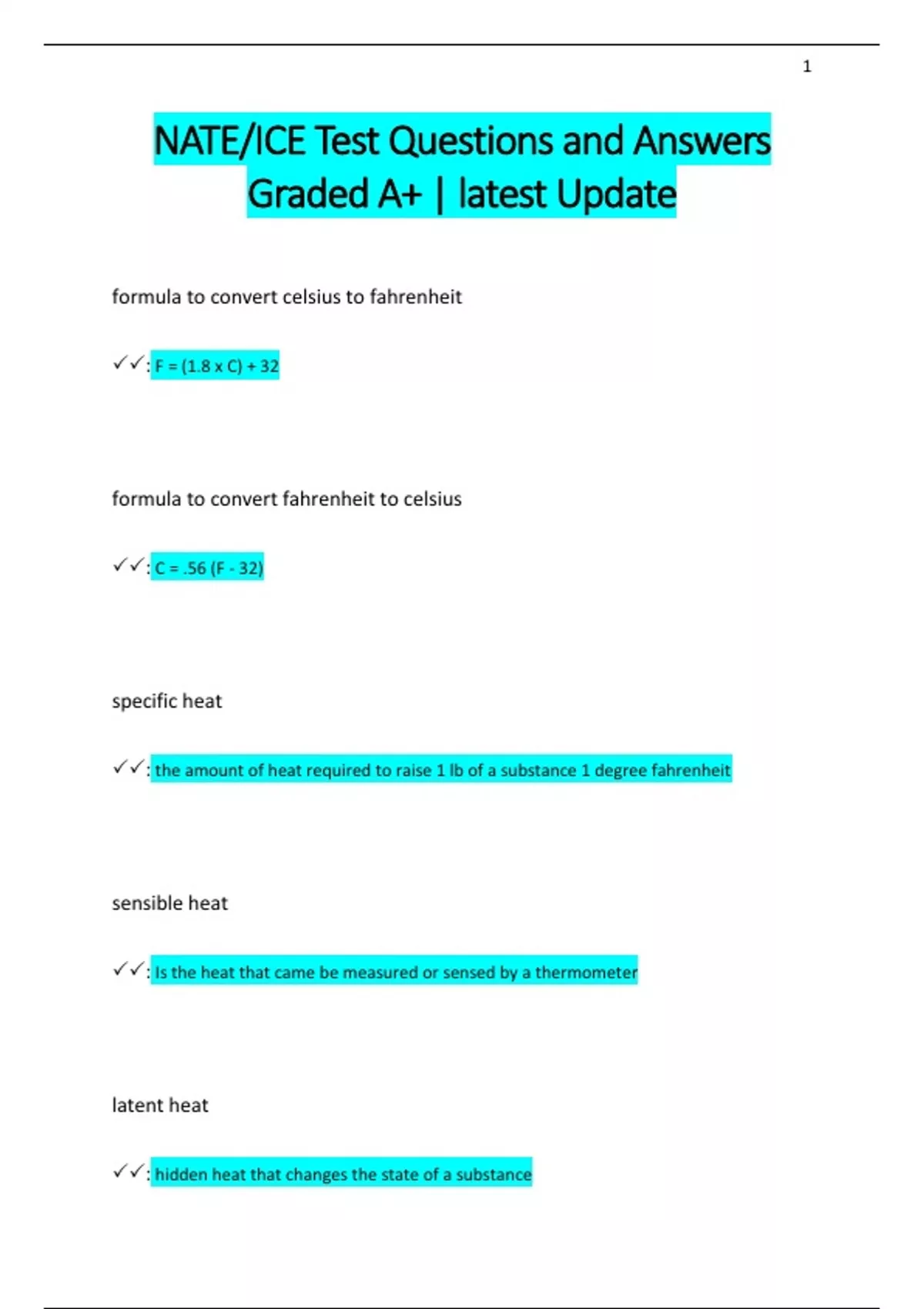 NATE/ICE Test Questions and Answers Graded A+ | latest Update - NATE ...