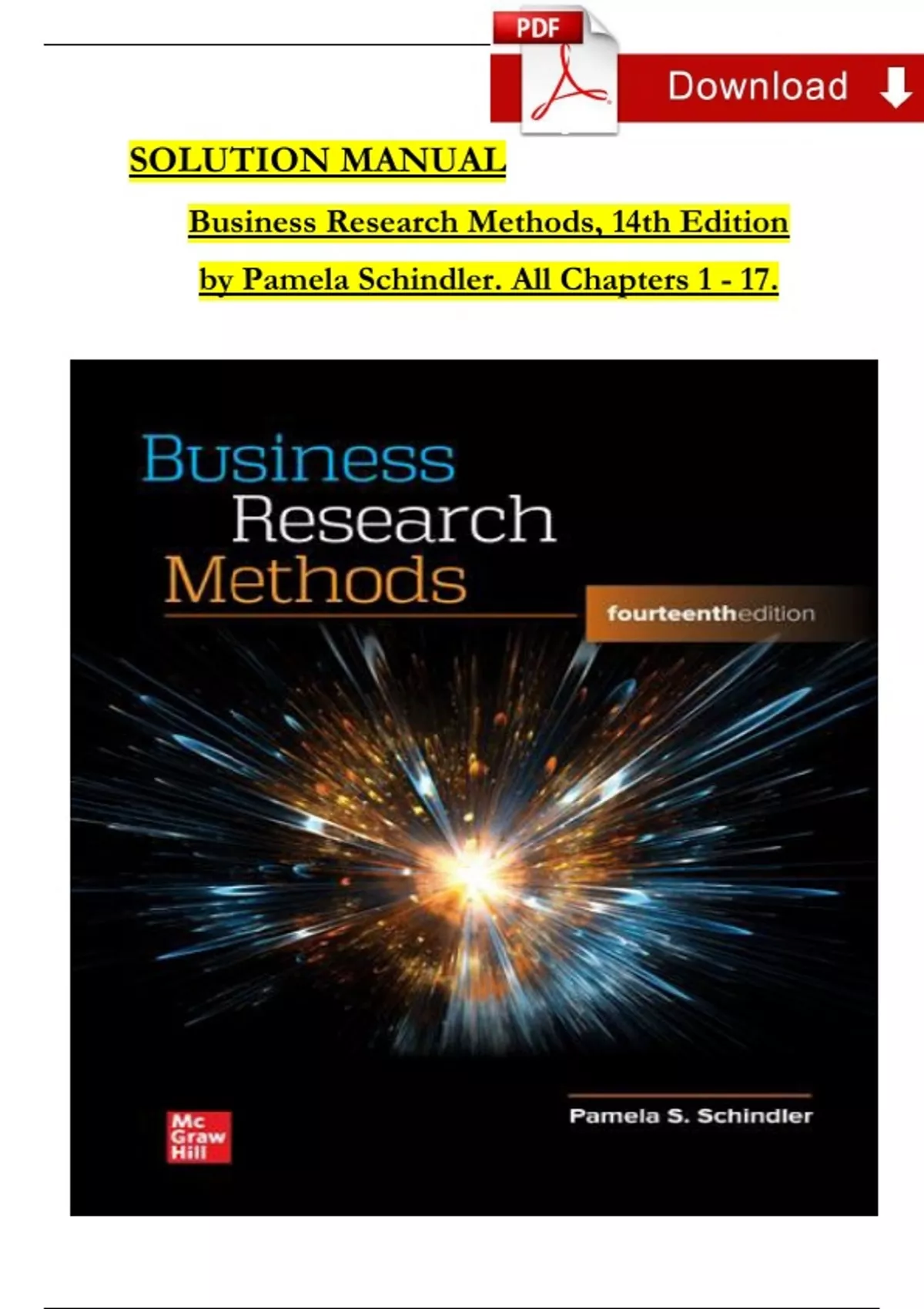 Pamela Schindler, Business Research Methods, 14th Edition SOLUTION MANUAL, Complete Chapters 1 ...