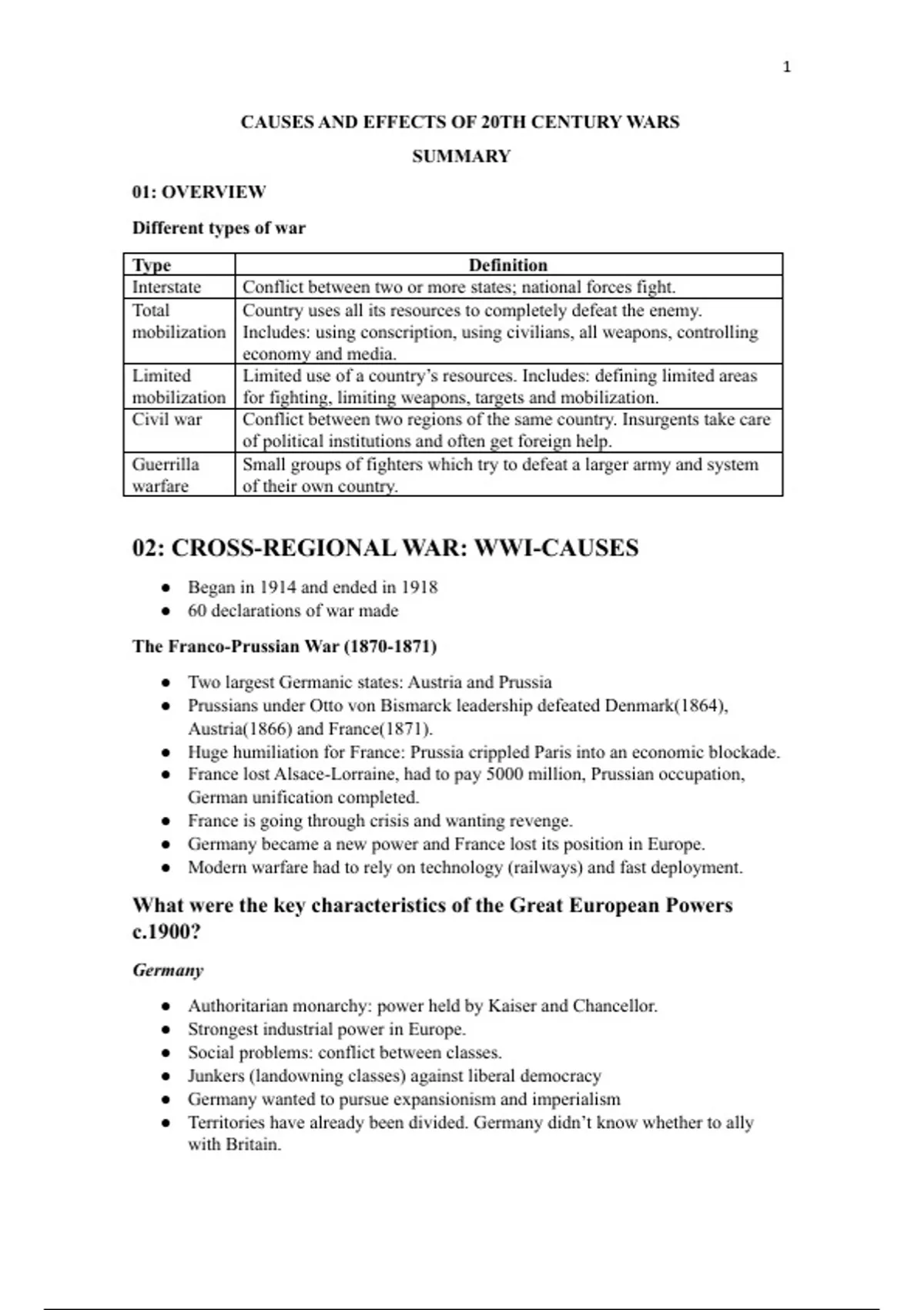 Summary for the IB Diploma Book: Causes and Effects of 20th Century ...