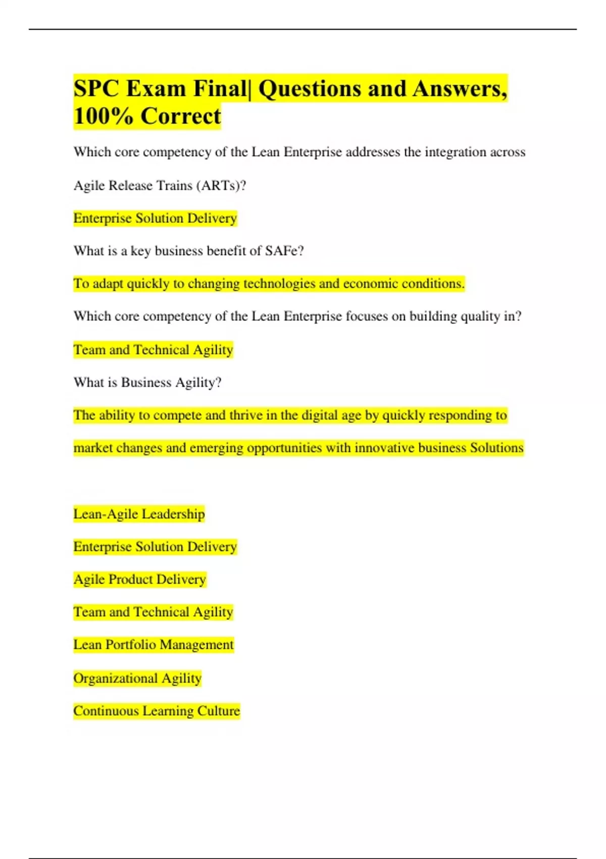 SPC Exam Final|SAFe SPC Review|Lean Portfolio Management (LPM) Exam ...