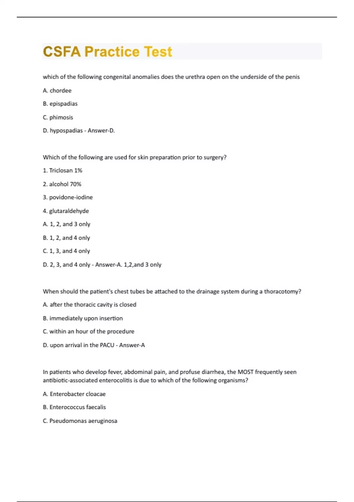 CSFA Practice Test Questions And Answers | 100% Correct Answers ...