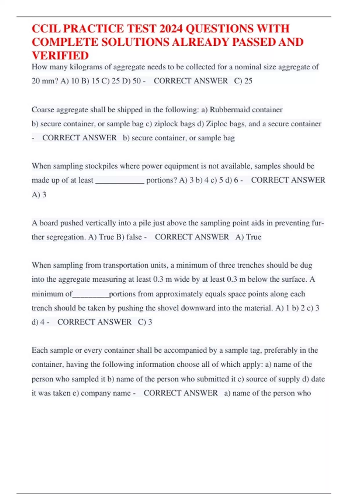 UPDATED CCIL PRACTICE TEST 2024 QUESTIONS WITH COMPLETE SOLUTIONS ...