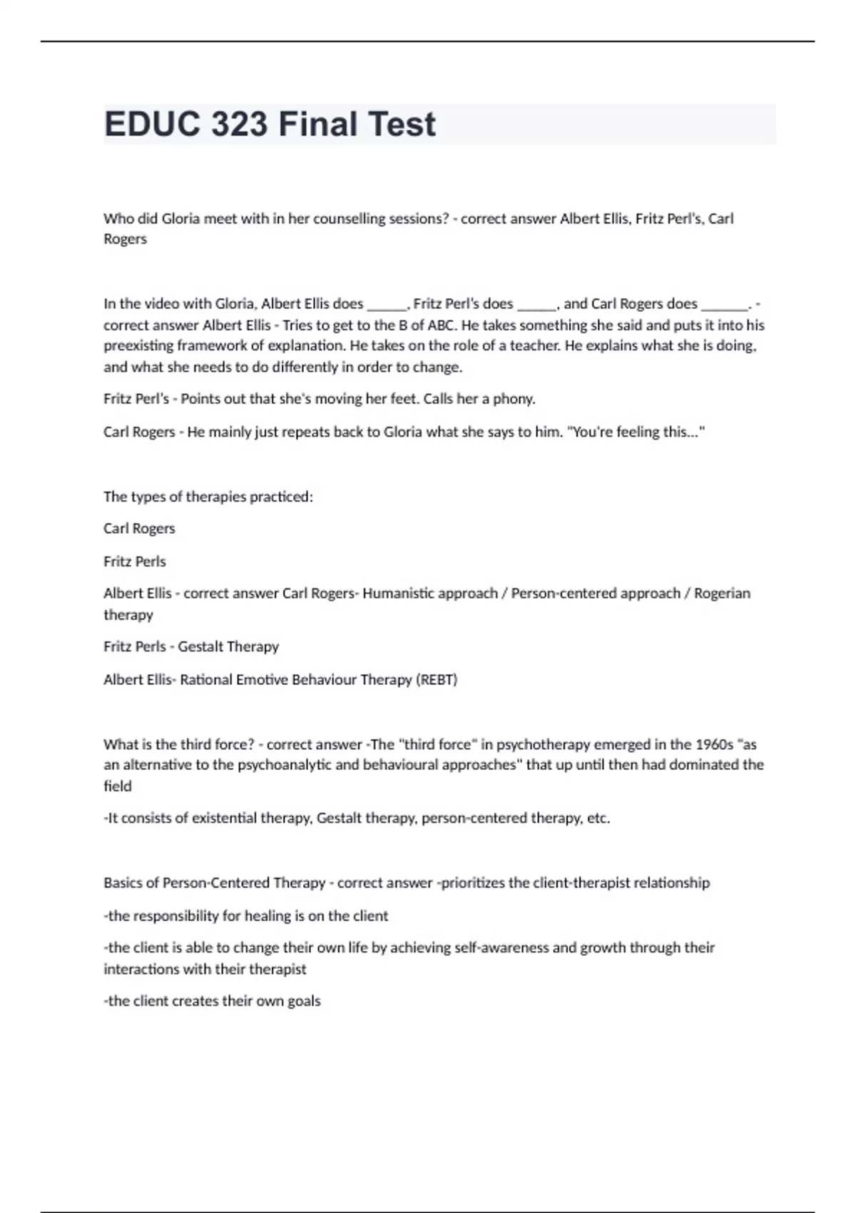 EDUC 323 Final Test questions with answers - Edu323 - Stuvia US