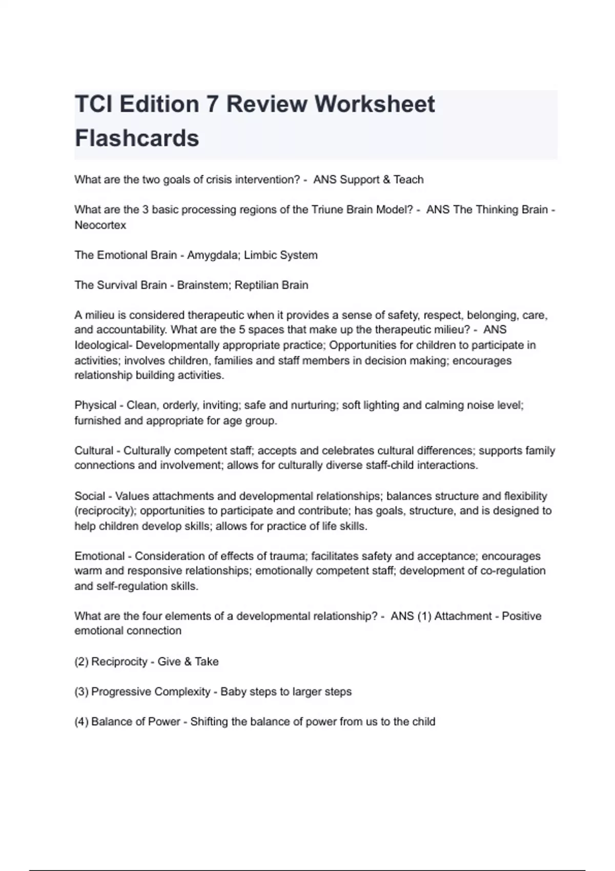 TCI Edition 7 Review Worksheet Flashcards Exam Questions and correct ...