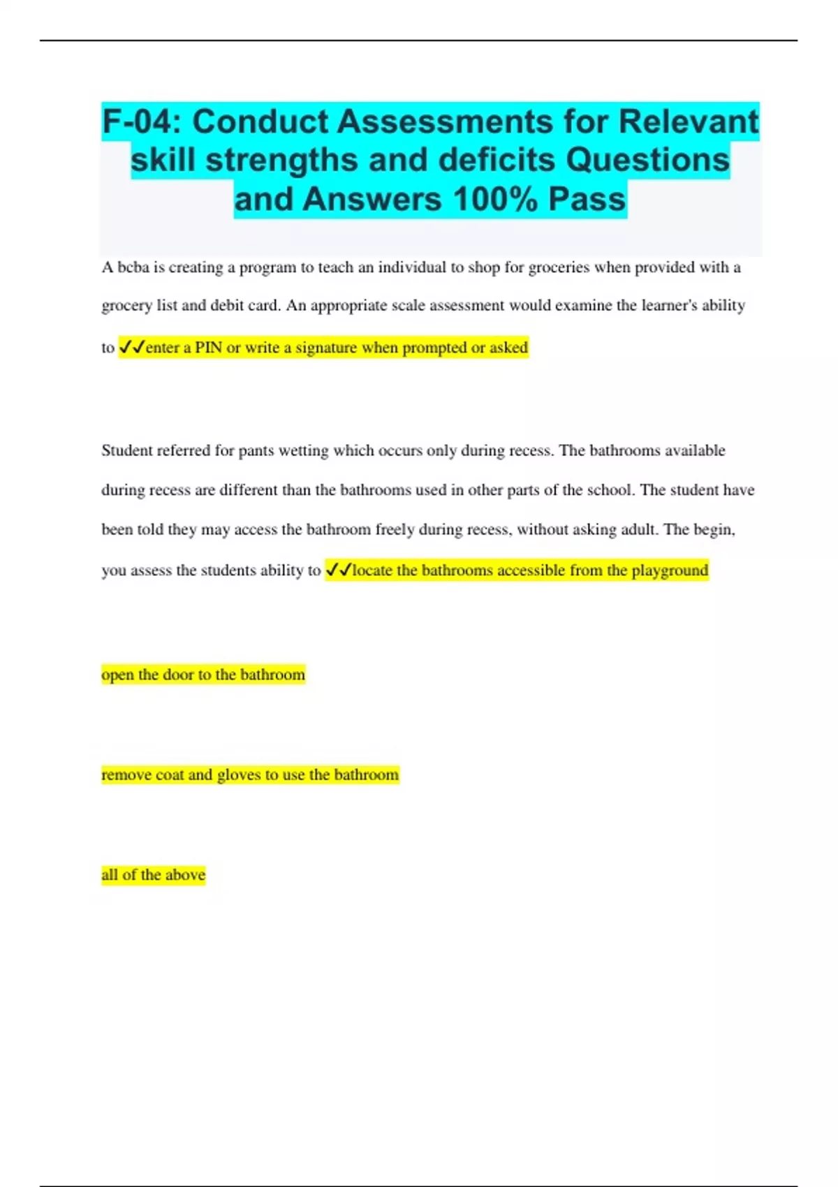 F-04: Conduct Assessments for Relevant skill strengths and deficits ...