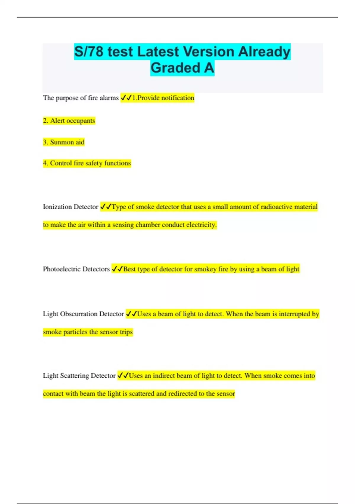 S/78 test Latest Version Already Graded A - S/78 - Stuvia US