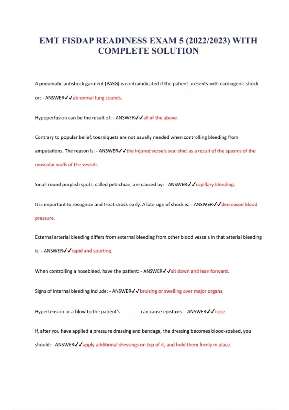 EMT FISDAP READINESS,JB LEARNING EMT AND EMT EXAM MULTIPLE CHOICE ...