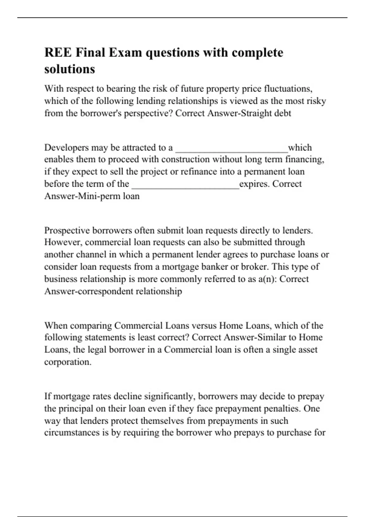 REE Final Exam questions with complete solutions - REE - Stuvia US