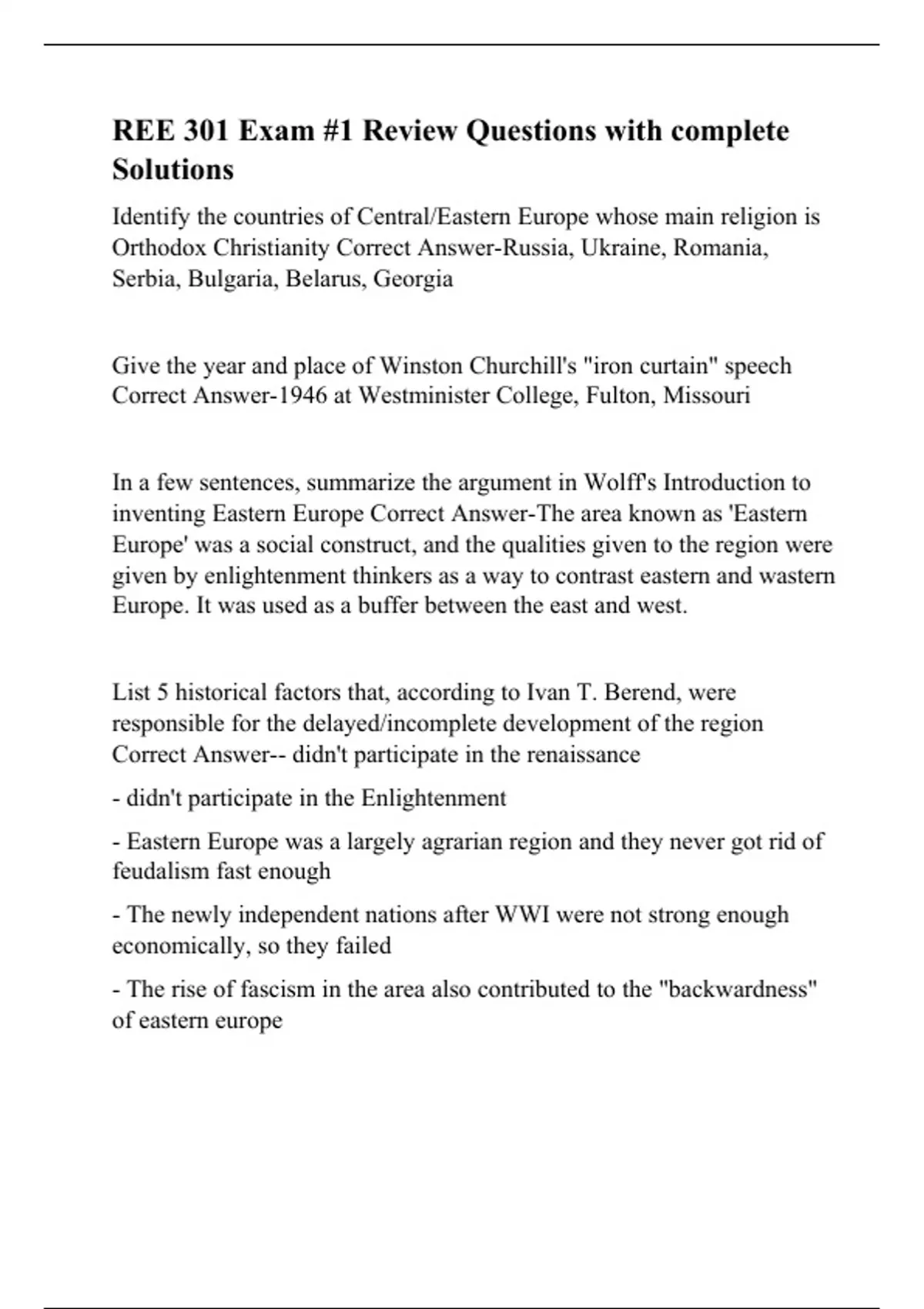 REE 301 Exam #1 Review Questions with complete Solutions - REE 301 ...