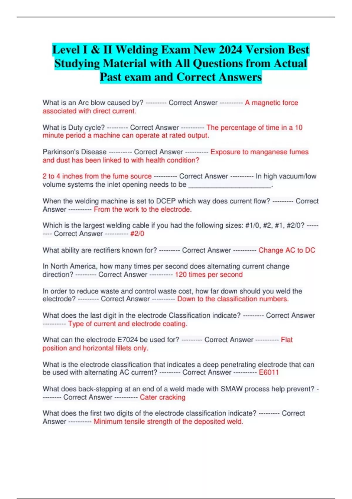 Level I & II Welding Exam New 2024 Version Best Studying Material with ...