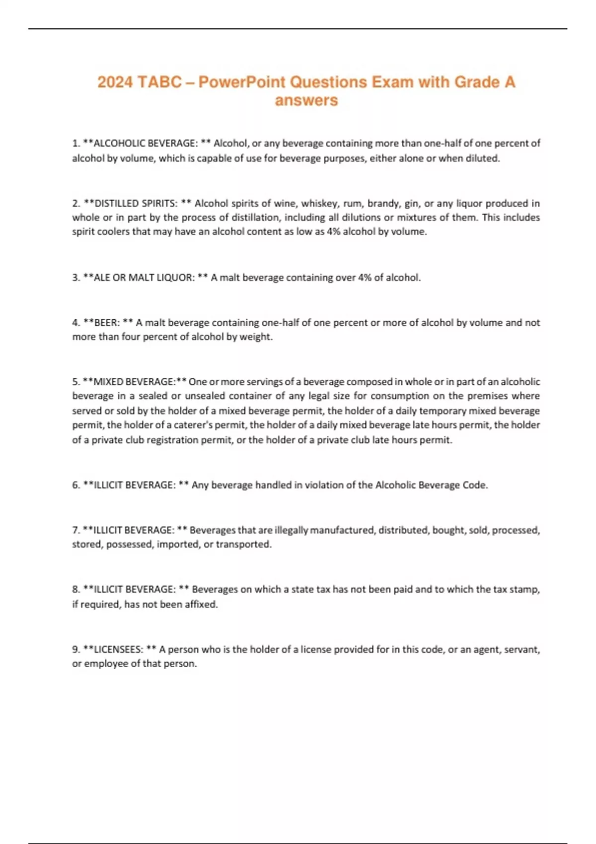 2024 TABC – PowerPoint Questions Exam with Grade A answers - 2024 TABC ...