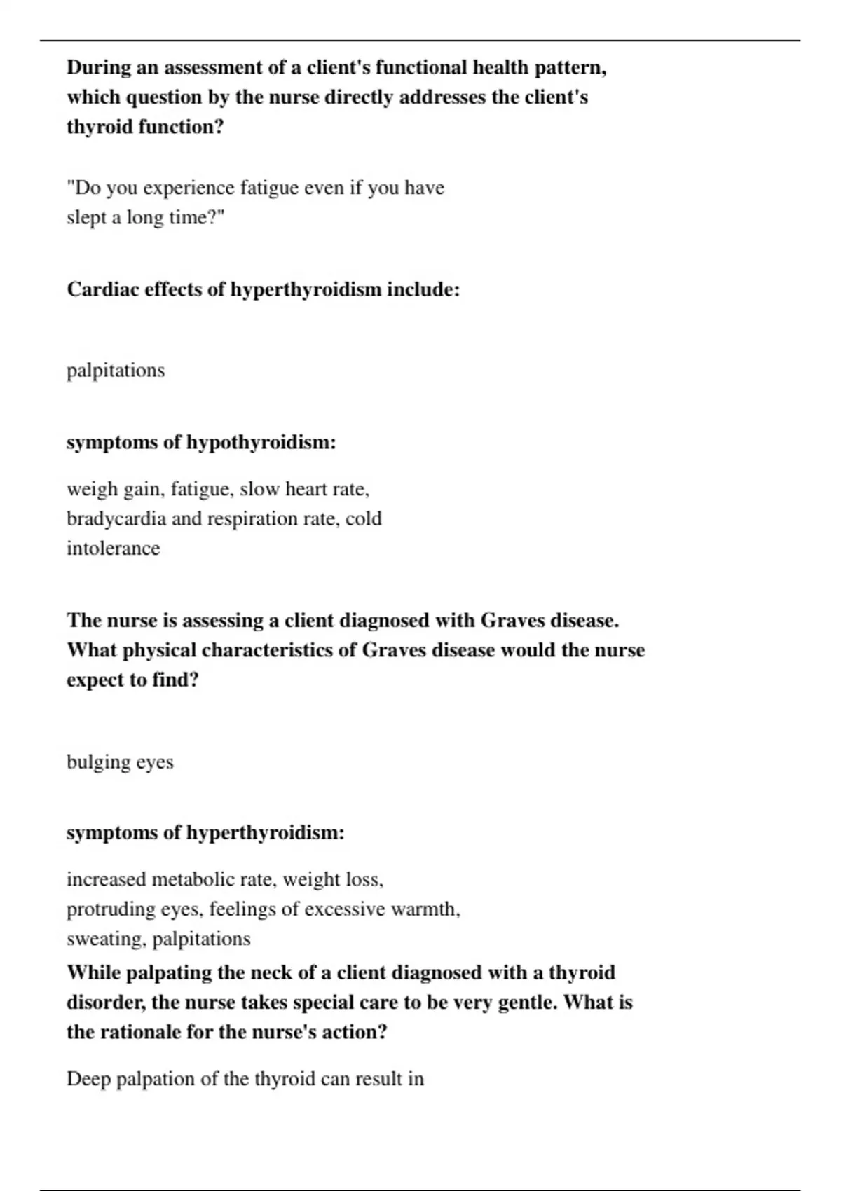 NURSING CARE FOR ENDOCRINE DISORDERS TEST 5 QUESTIONS WITH ANSWERS 100% ...