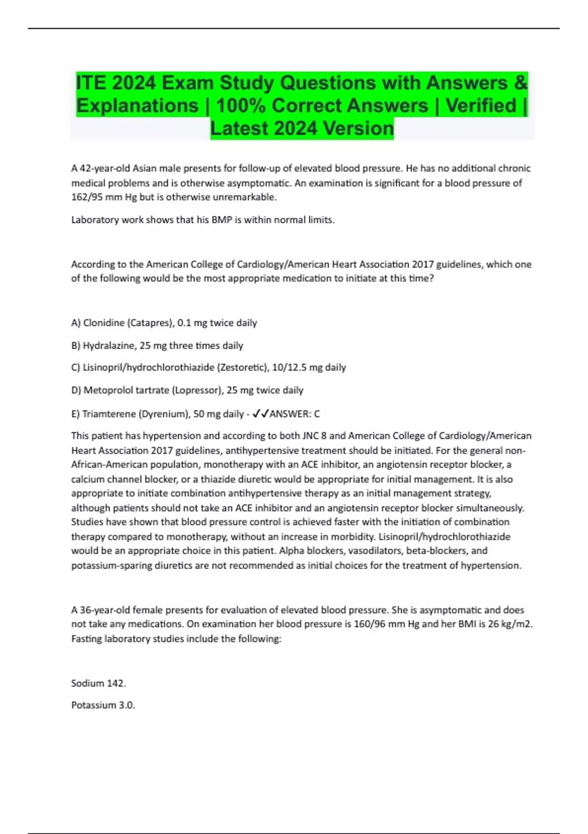 ITE 2024 Exam Study Questions with Answers & Explanations | 100% ...