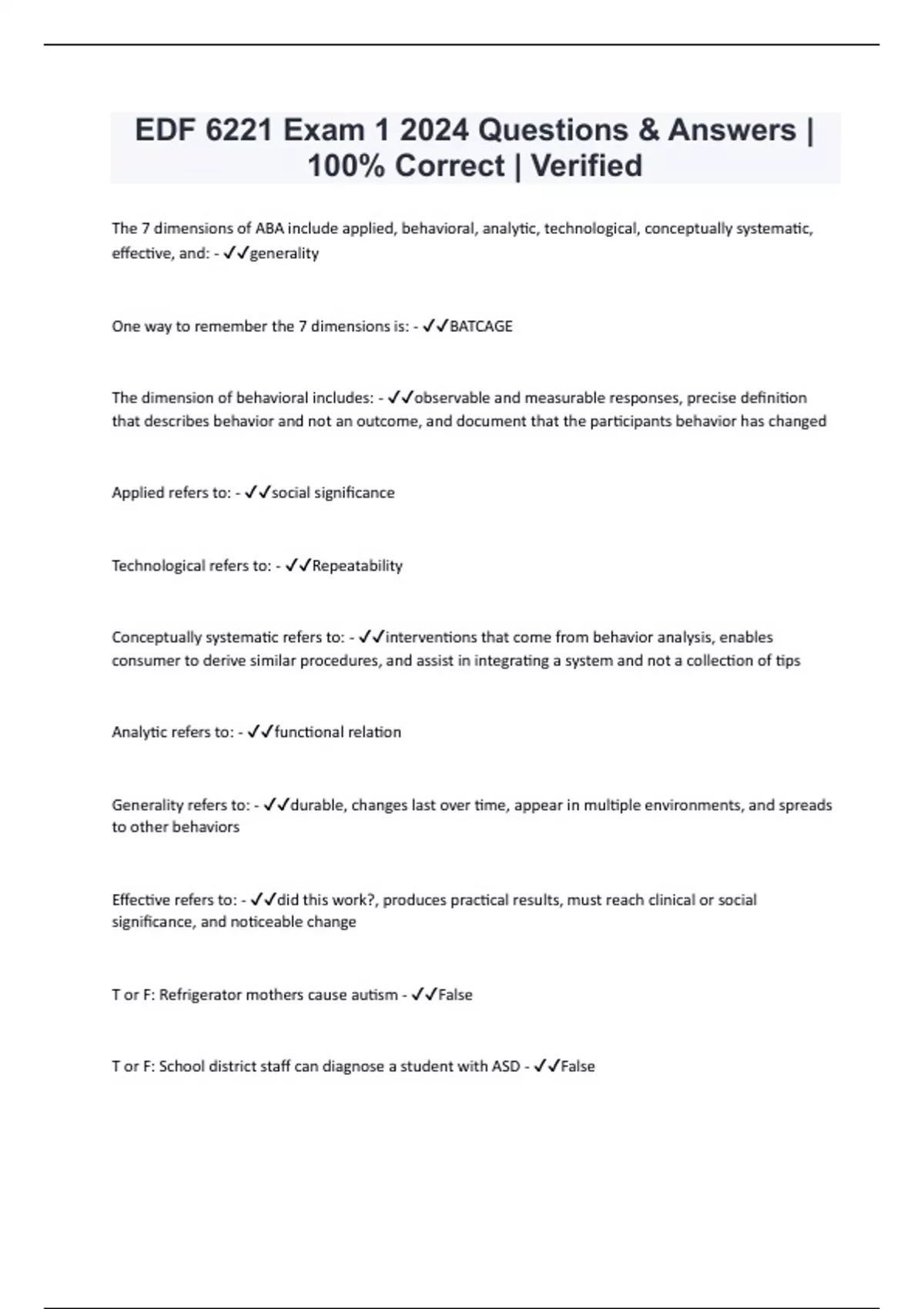 EDF 6221 Exam 1 2024 Questions & Answers | 100% Correct | Verified ...