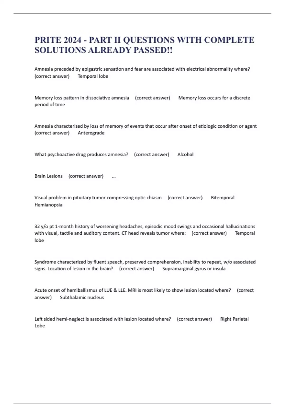 PRITE 2024 - PART II QUESTIONS WITH COMPLETE SOLUTIONS ALREADY PASSED ...