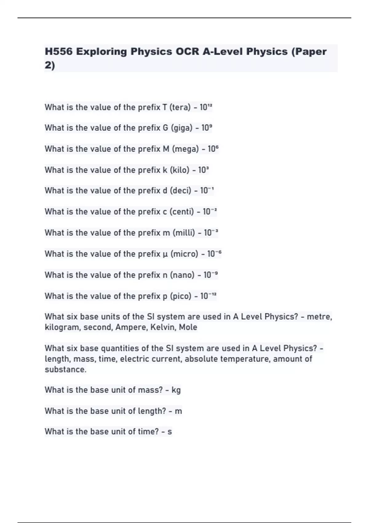 H556 Exploring Physics OCR A-Level Physics (Paper 2) - H556 Exploring ...