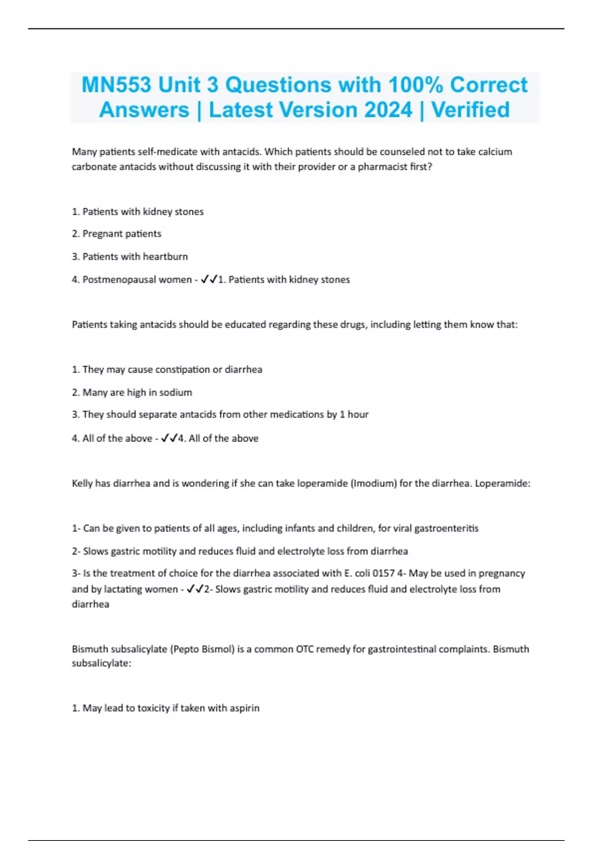 MN553 Unit 3 Questions with 100% Correct Answers | Latest Version 2024 ...