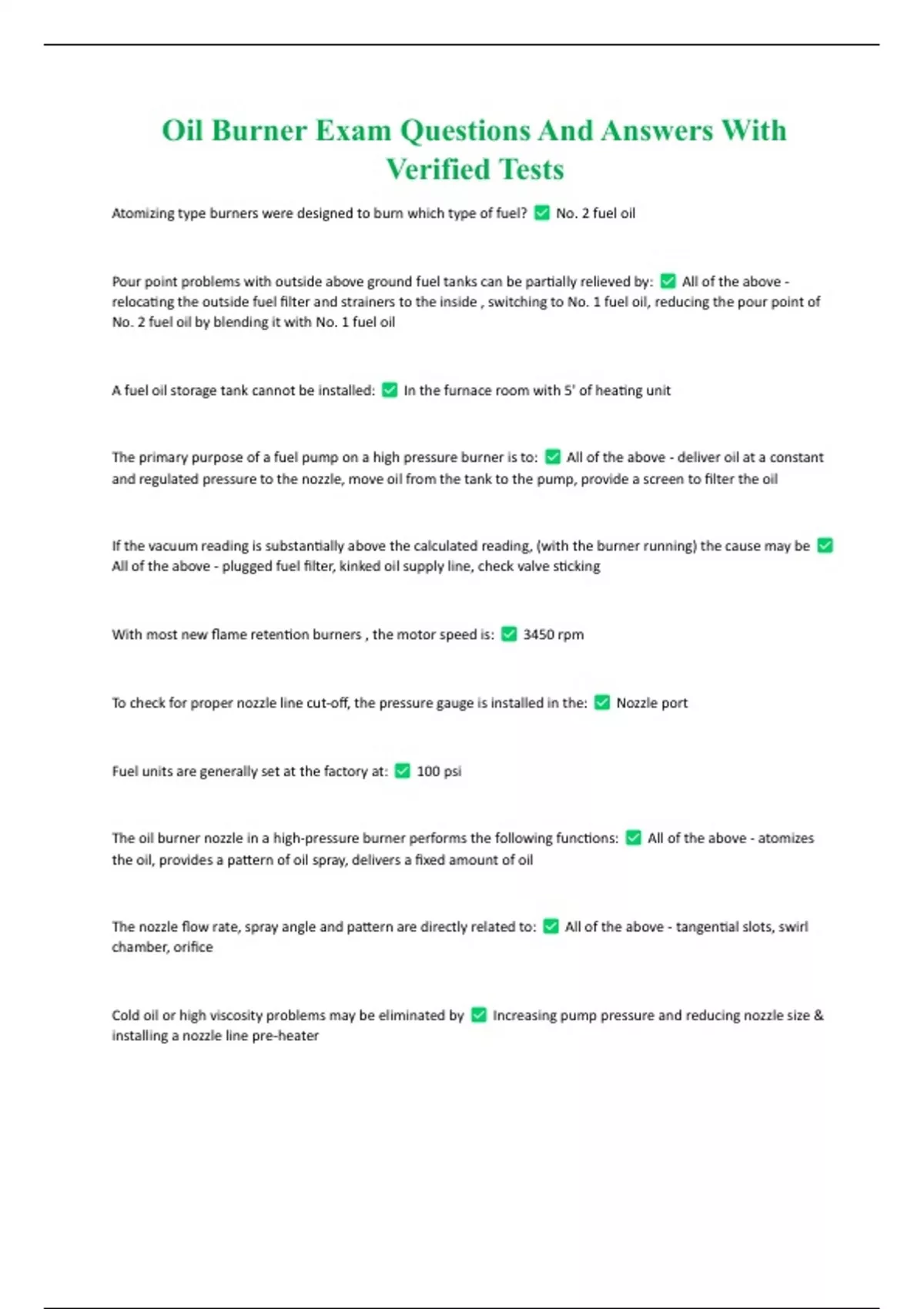 Oil Burner Exam Questions And Answers With Verified Tests - Oil burner ...