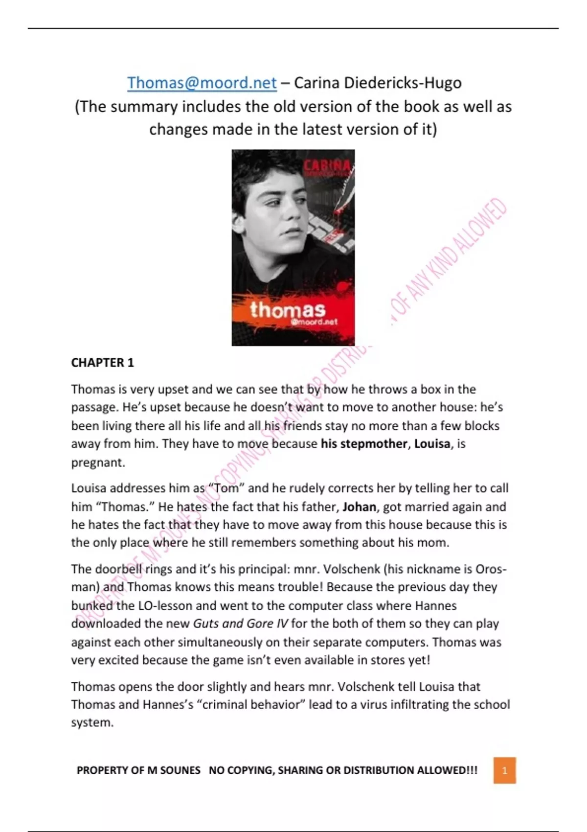 Thomas@moord.net Complete English Summary - Afrikaans First Additional ...