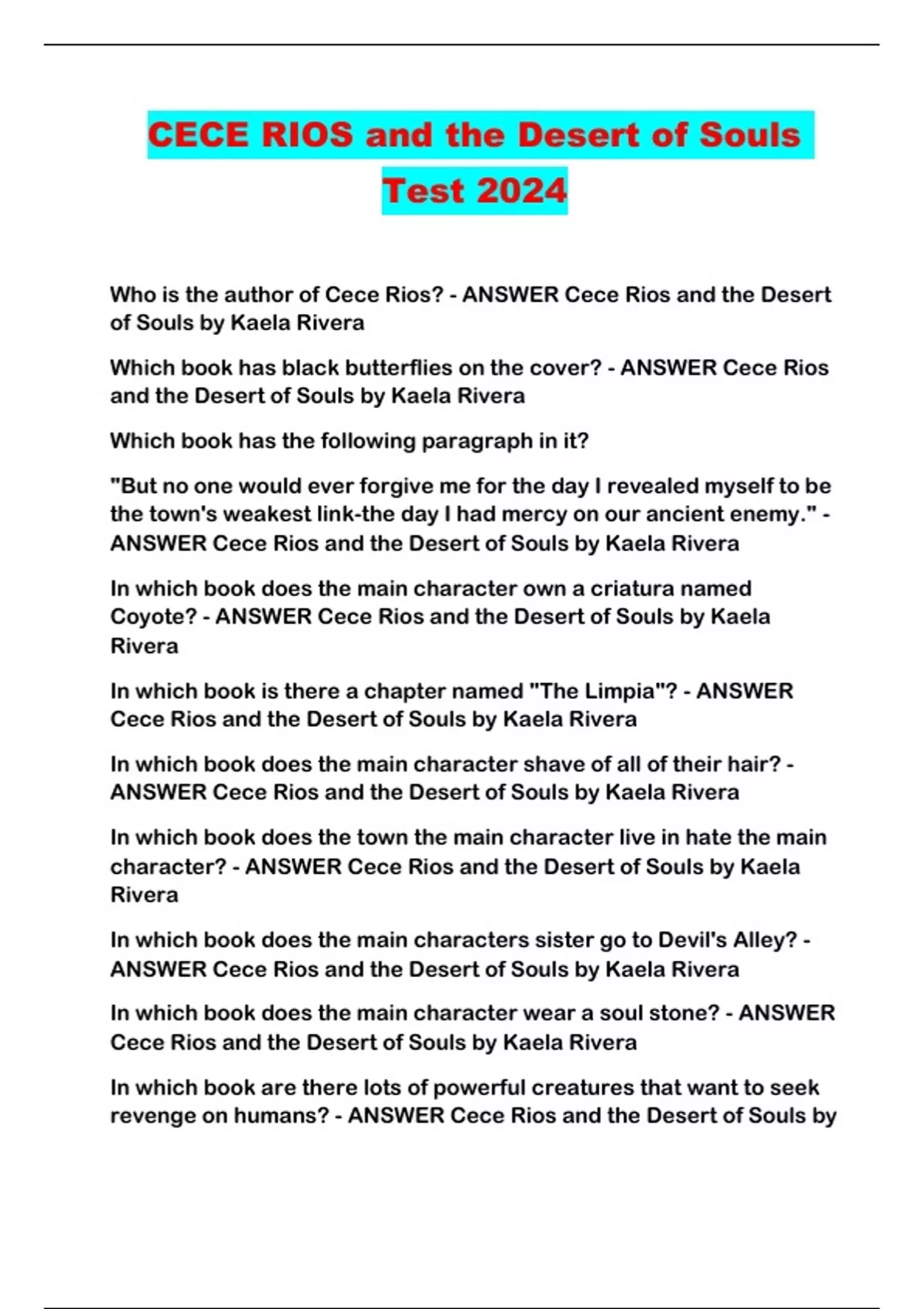 CECE RIOS and the Desert of Souls Test 2024 - CECE RIOS and the Desert ...
