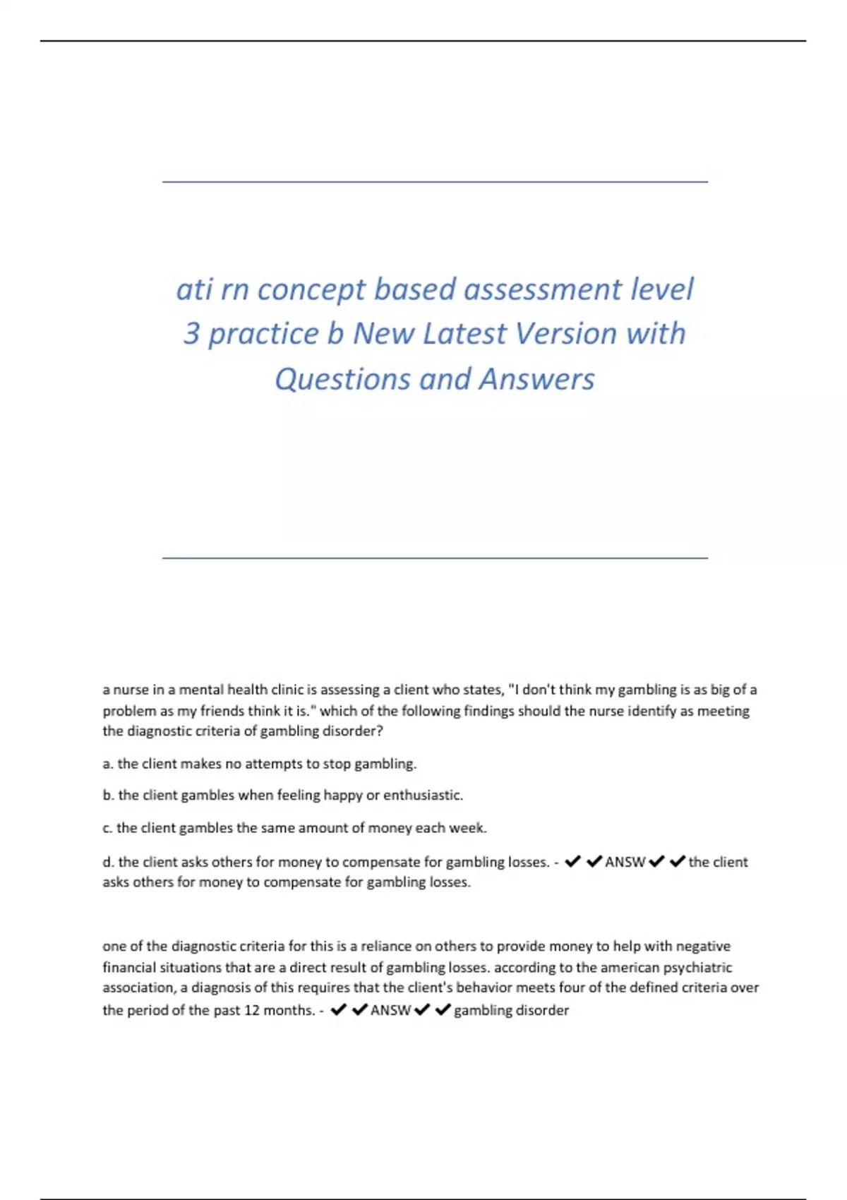 ati rn concept based assessment level 3 practice b New Latest Version ...