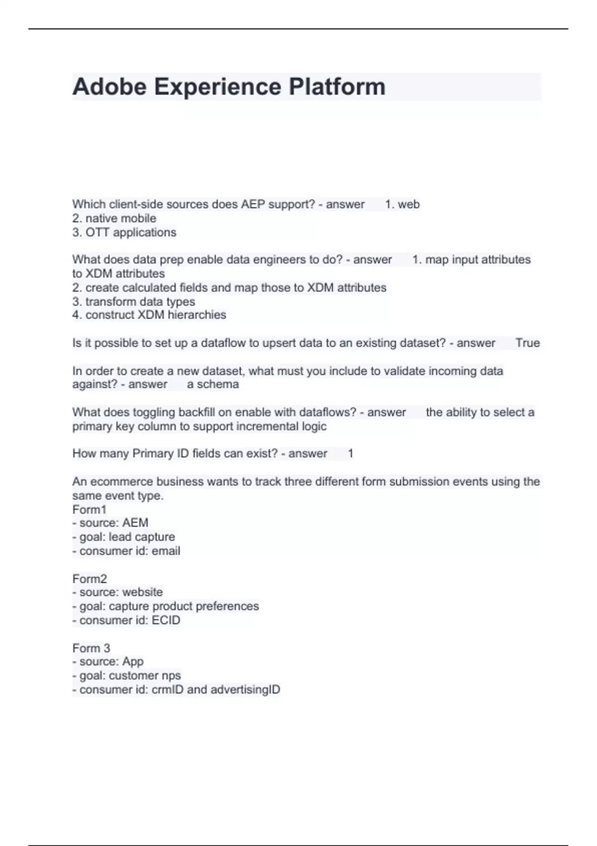 Adobe Experience Platform Questions and Answers 2024 - Adobe - Stuvia US
