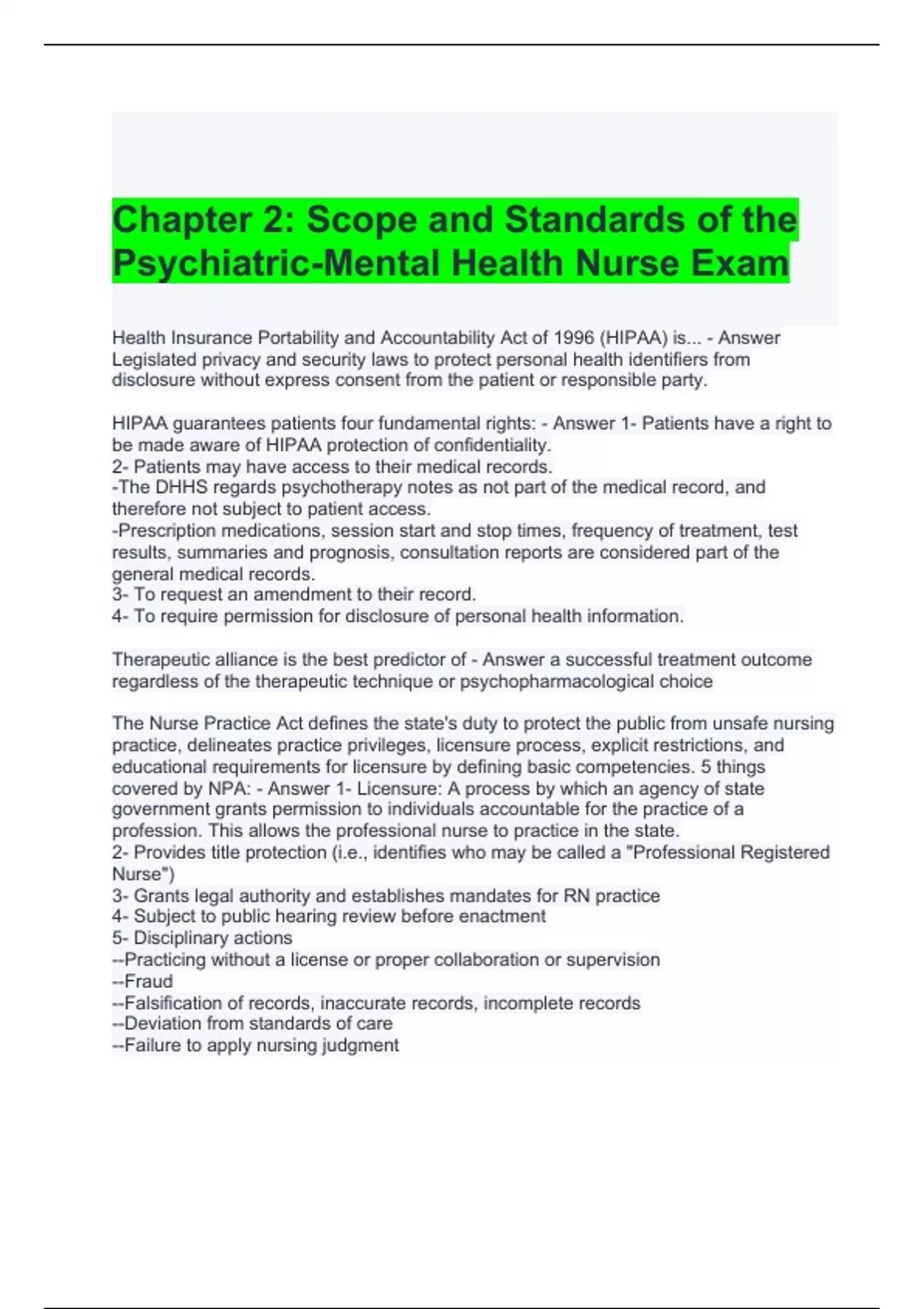 Chapter 2 Scope and Standards of the Psychiatric-Mental Health Nurse ...