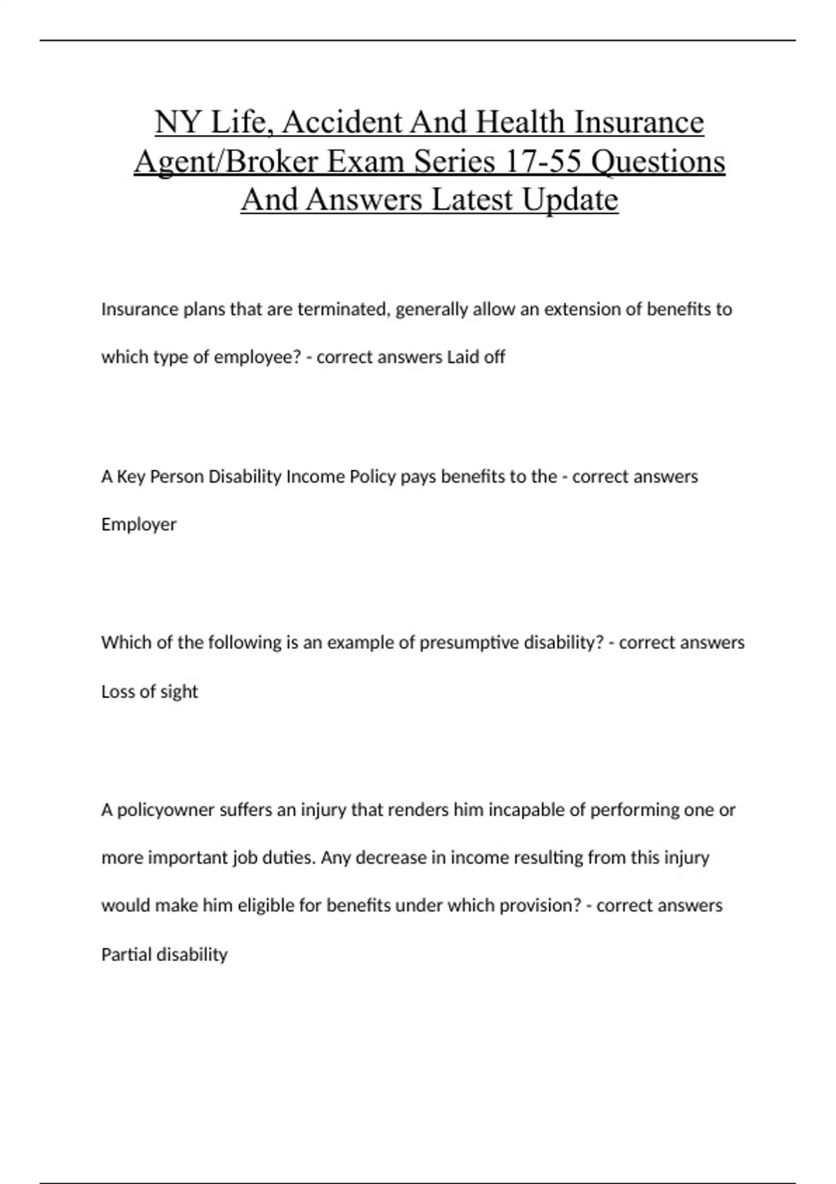 NY Life, Accident And Health Insurance Agent Broker Exam Series 17-55 ...