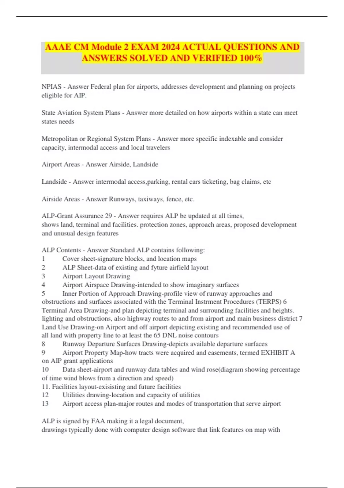 AAAE CM Module 2 EXAM 2024 ACTUAL QUESTIONS AND ANSWERS SOLVED AND VERIFIED 100% - AAAE CM ...