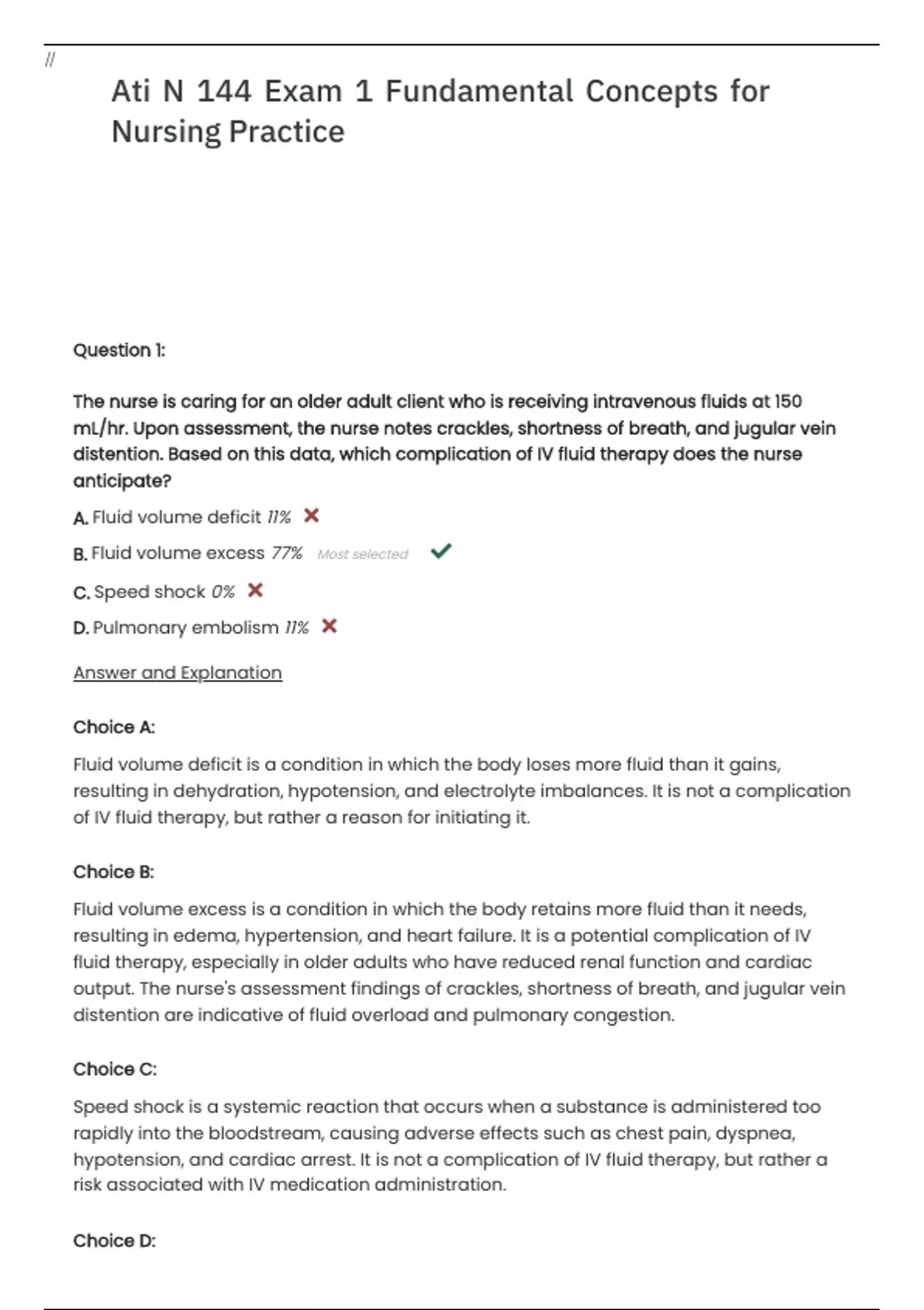 Review Ati N 144 Exam 1 Fundamental Concepts for Nursing Practice ...