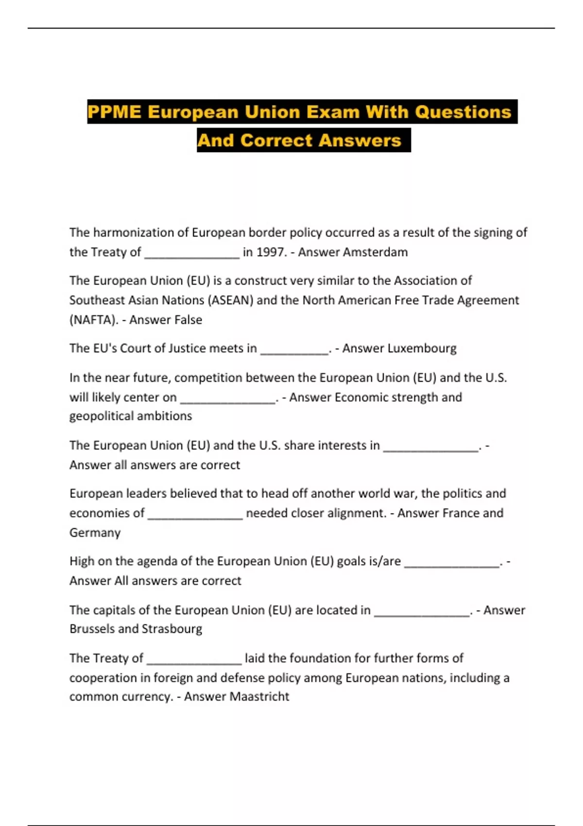 PPME Block 5- ROE, General Principles Exam With Questions And Complete ...