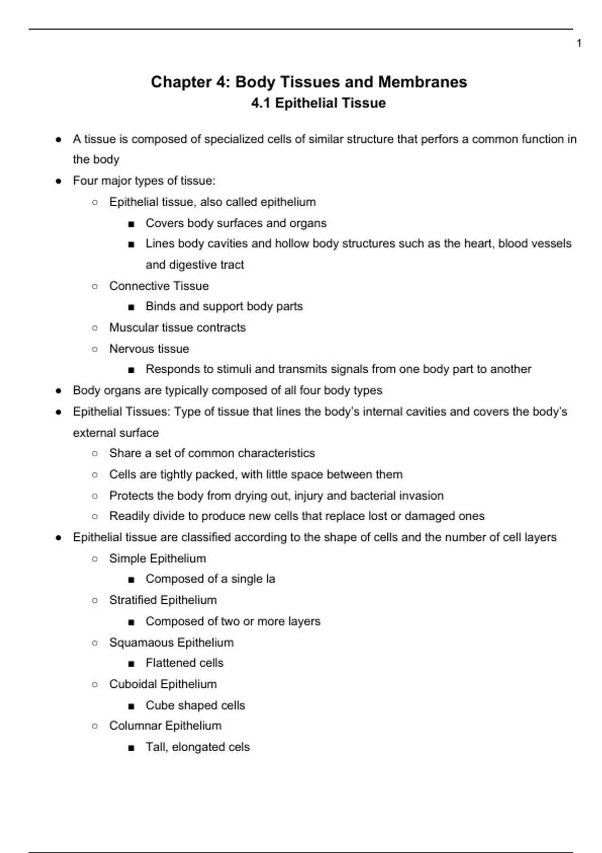 Anatomy + Physiology: Chapter 4: Body Tissues and Membranes - BIO 160 ...