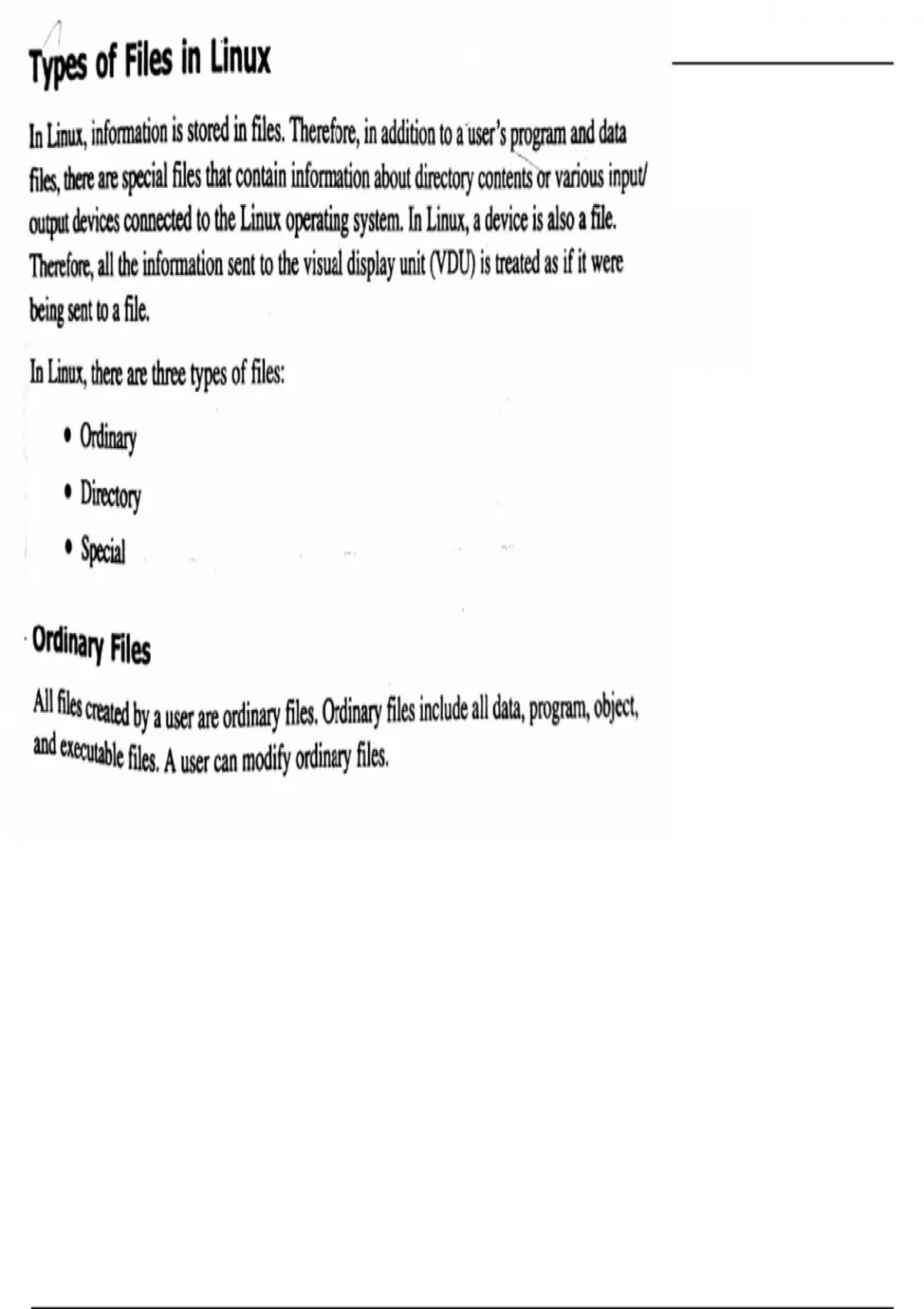 Summary Types of files in Linux - B.Sc - Stuvia US