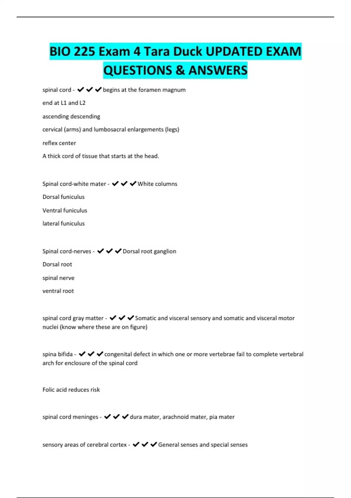 ndinBIO 225 Exam 4 Tara Duck UPDATED EXAM QUESTIONS & ANSWERSg ...