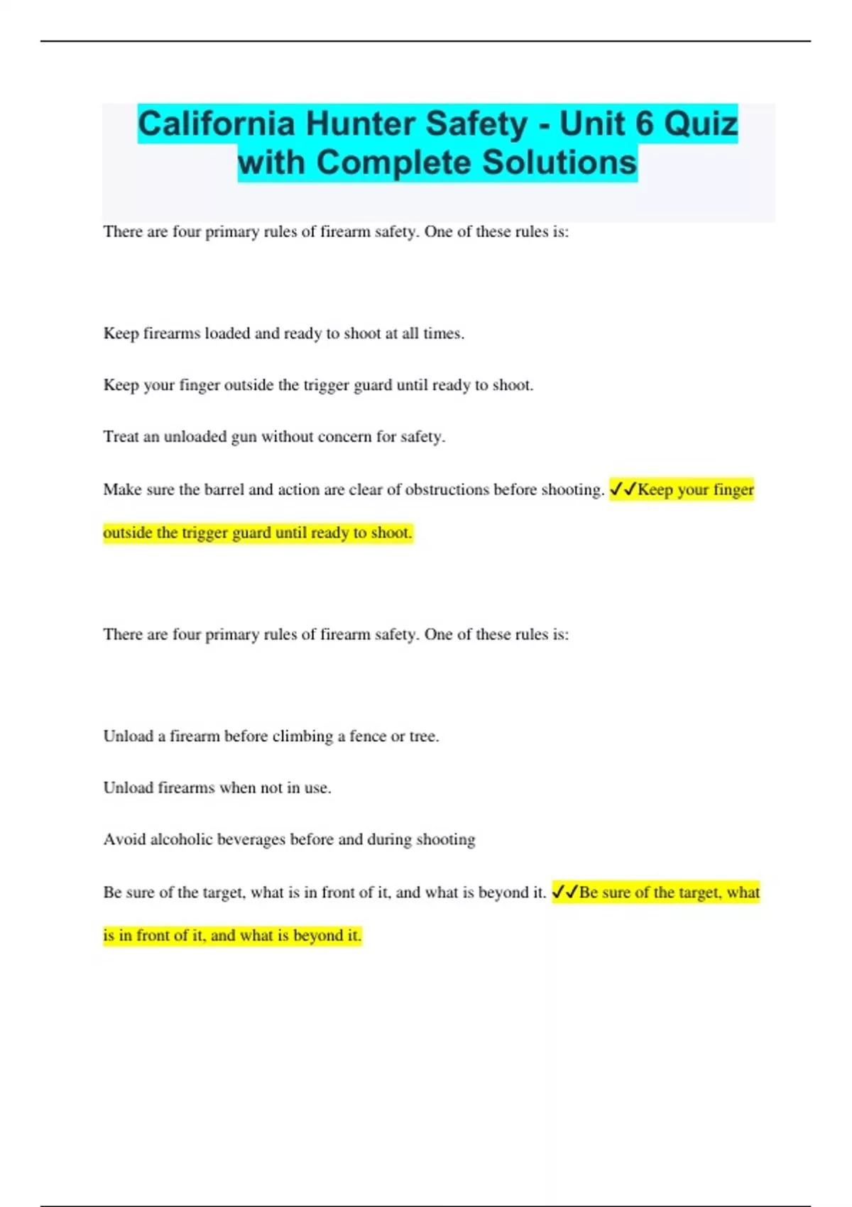 California Firearm Safety Certificate Bundled Exams Questions and ...