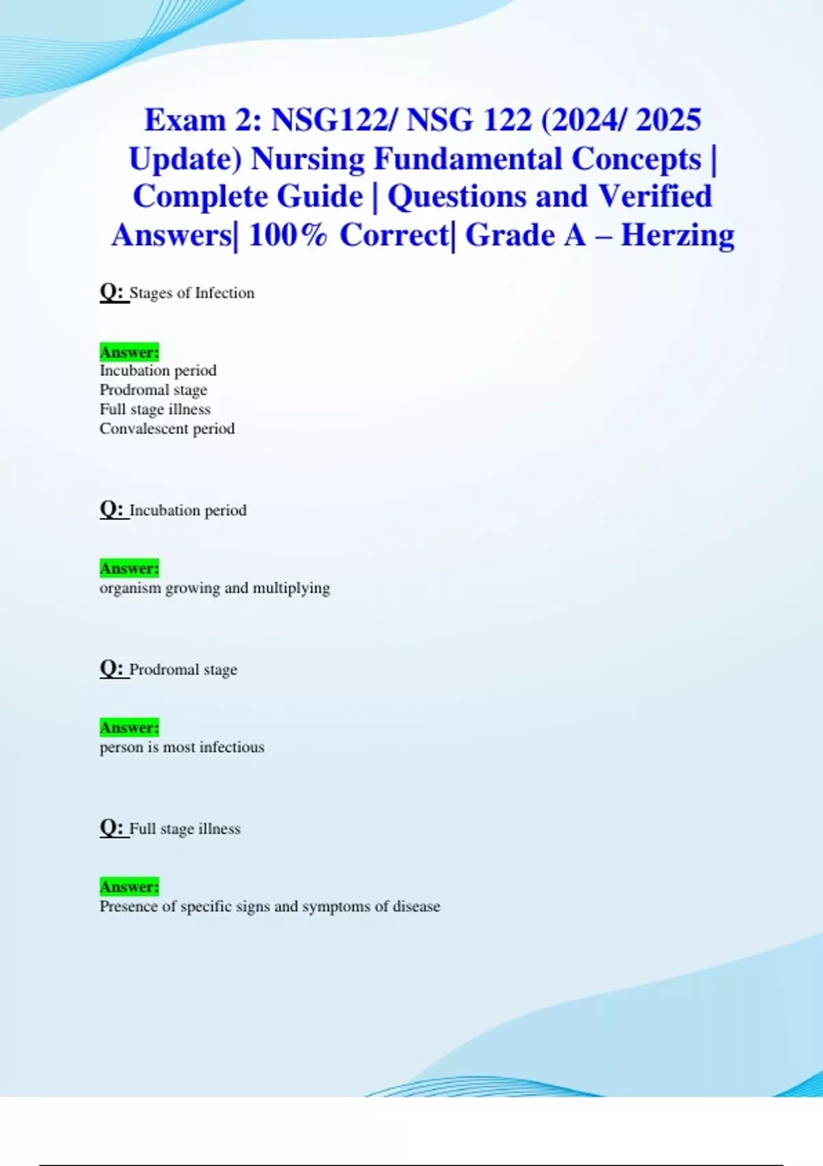 Exam 2: NSG122/ NSG 122 (2024/ 2025 Update) Nursing Fundamental ...