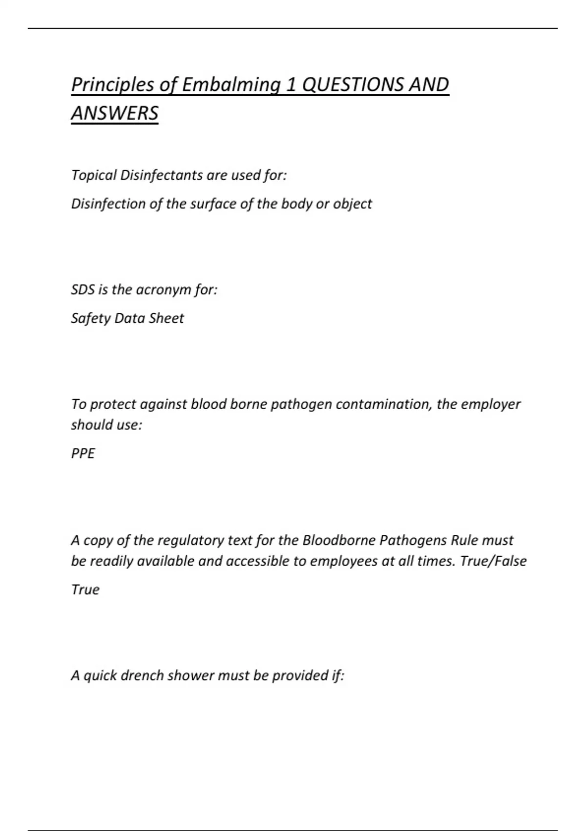 Principles of Embalming 1 QUESTIONS AND ANSWERS - Principles of ...