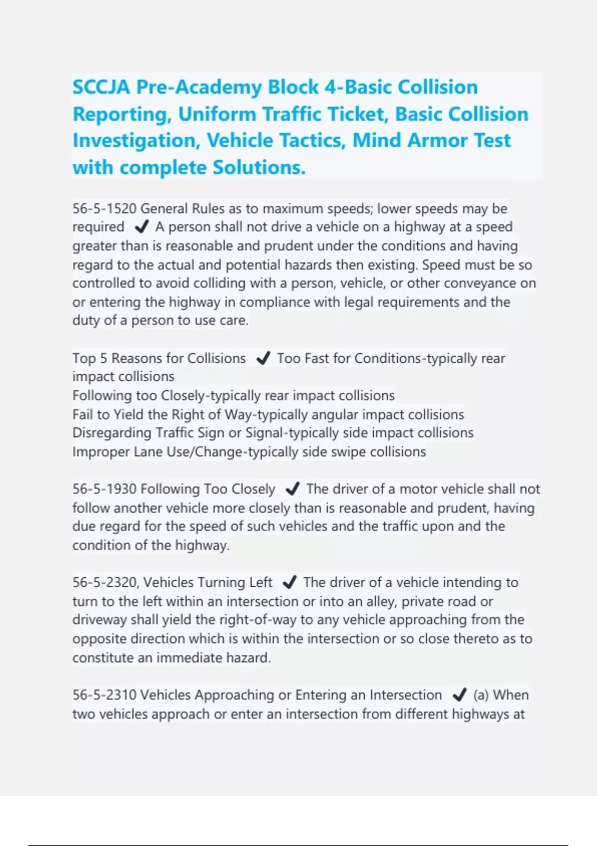 Sccja Pre Academy Block 4 Basic Collision Reporting Uniform Traffic Ticket Basic Collision