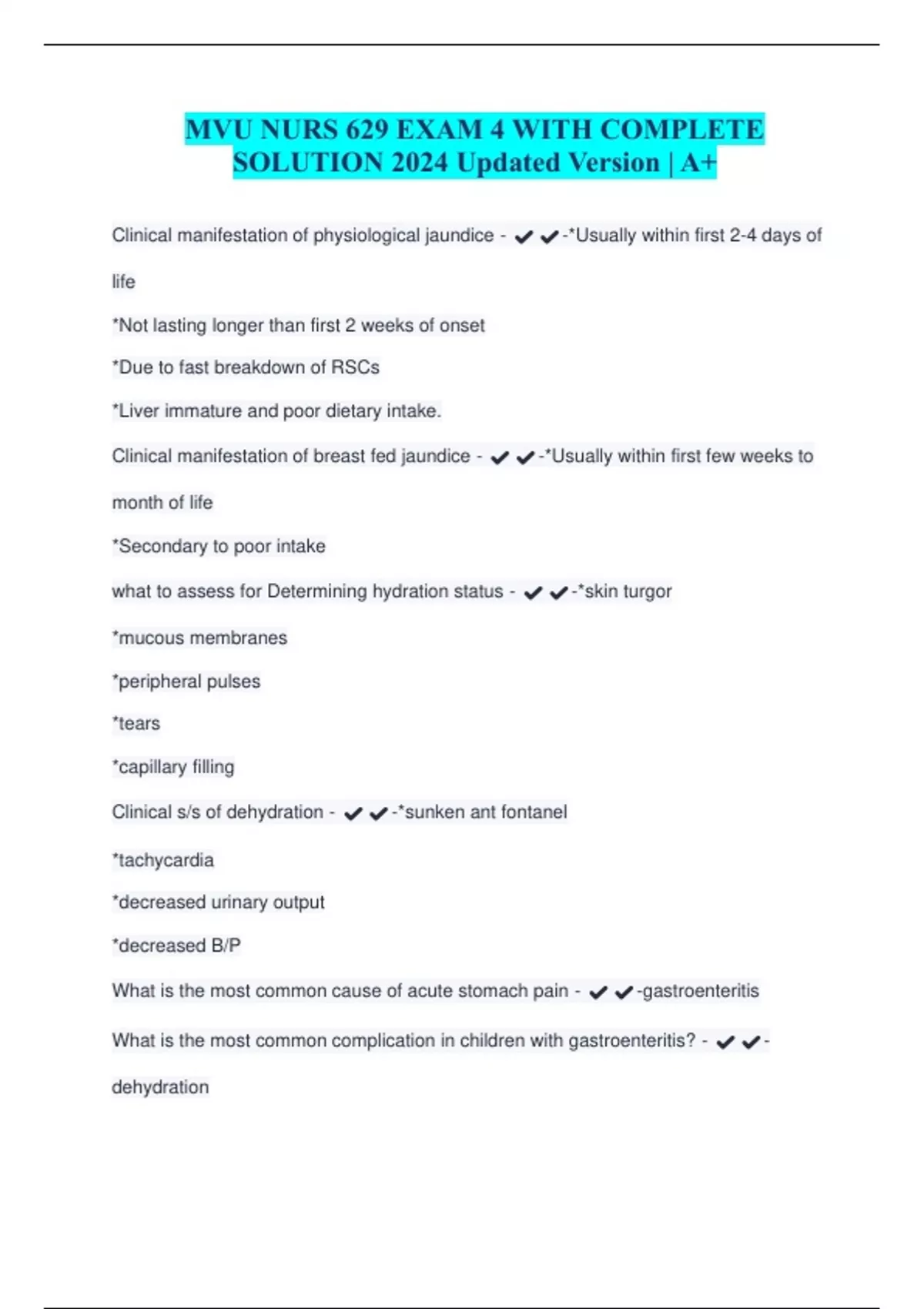 MVU NURS 629 EXAM 4 WITH COMPLETE SOLUTION 2024 Updated Version | A+ ...